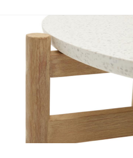 BAGAR coffee 55 cm diameter table in solid wood and cement top